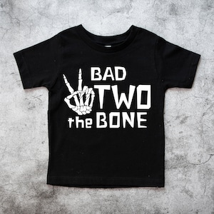 Bad Two the Bone Birthday Kids Tee, 2nd Birthday Outfit, Skeleton 2nd ...