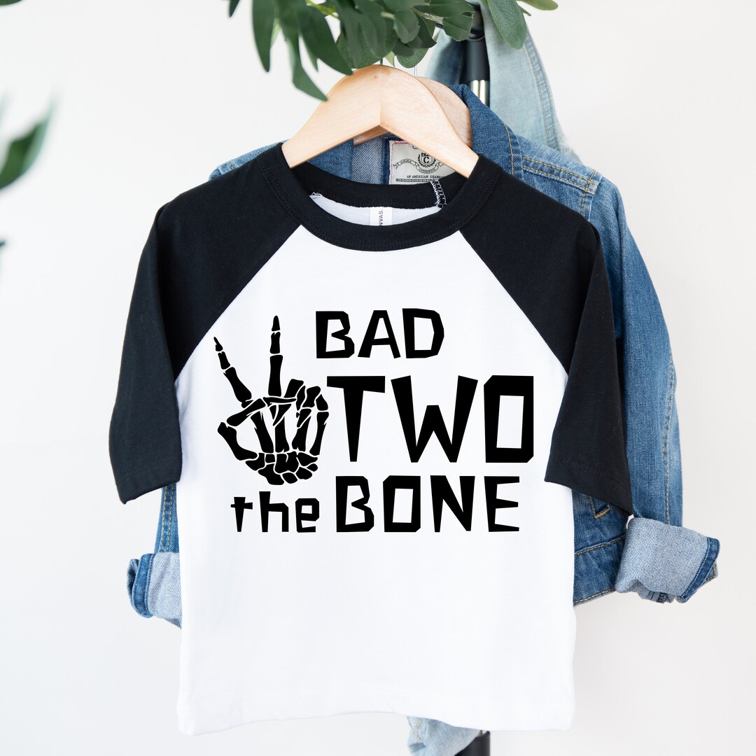 Bad Two the Bone Birthday Kids Tee, 2nd Birthday Outfit, Skeleton 2nd ...