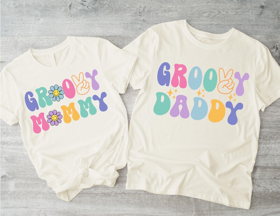 Groovy Daddy- Groovy Mommy Retro Tee, Boho Hippie Matching Family ...