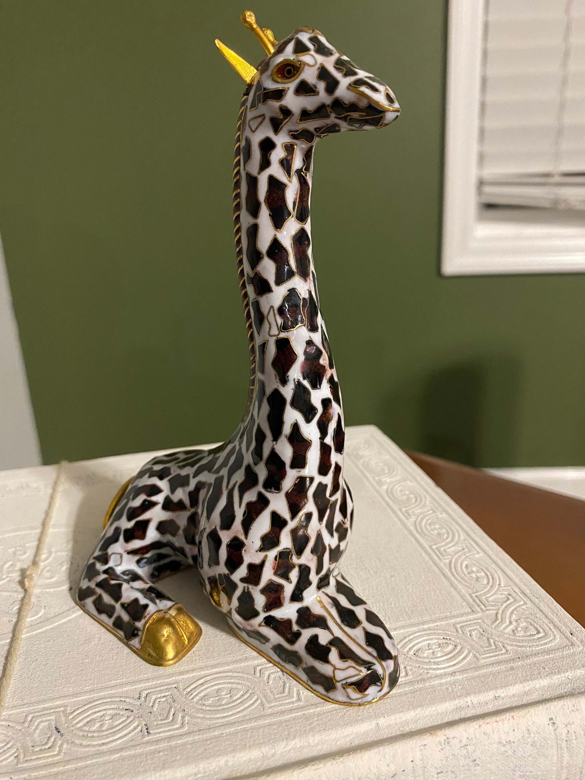 Cloisonné Giraffe, Vintage Copper and Glass Giraffe Figurine, Vintage ...
