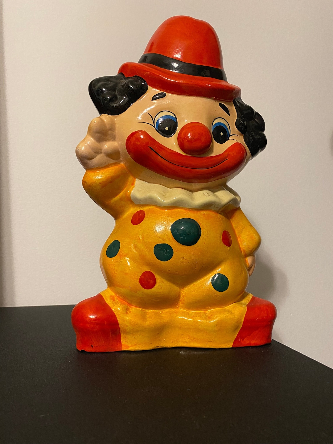 Vintage Ceramic Clown, Chalkware Plaster Colorful Clown Figure, Clown ...