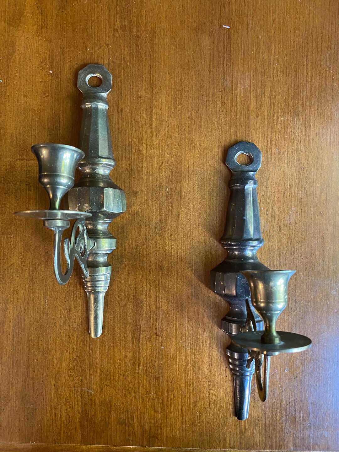 Vintage Brass Sconce, Small Tarnished Brass Sconce Set, Moody Brass ...