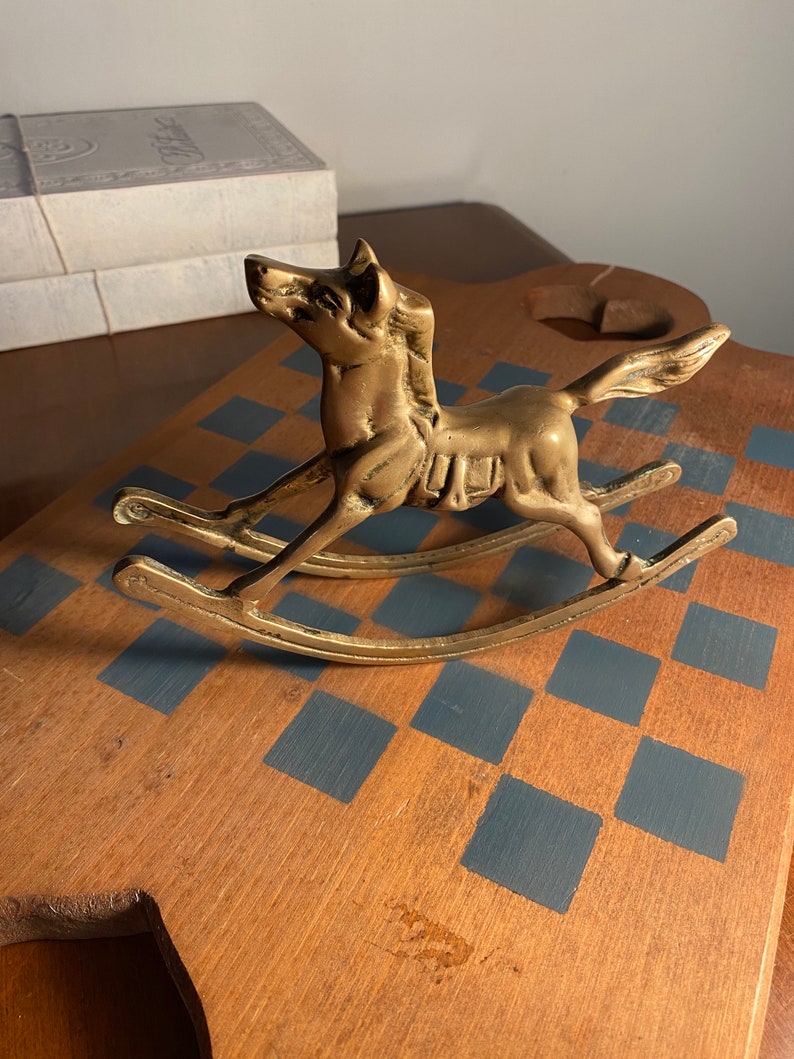 Vintage Metal Brass Rocking Horse Pony, Head Down, Rocking Action ...