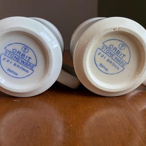 Set of 2 Orbit Stone Ware Brown Coffee Cups, Made in Japan, 221 Brown Mug Set, Red Brown Mugs ...