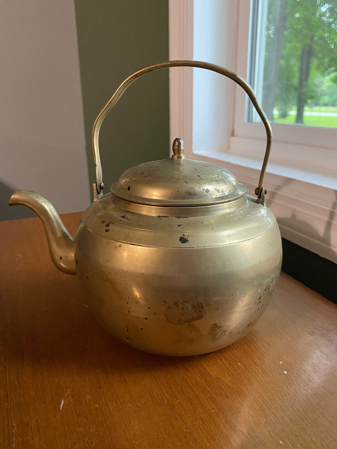 Vintage Brass Kettle, Brass Kitchen Decor, Brass Kettle, Kettle Brass ...