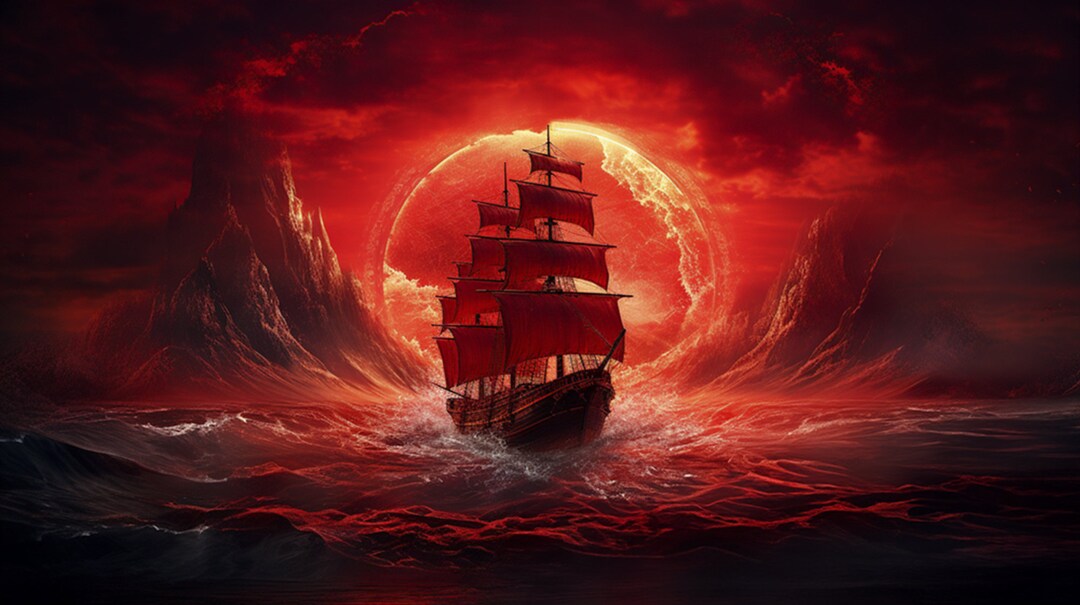 Red Ethereal Ship Metal Prints - Etsy