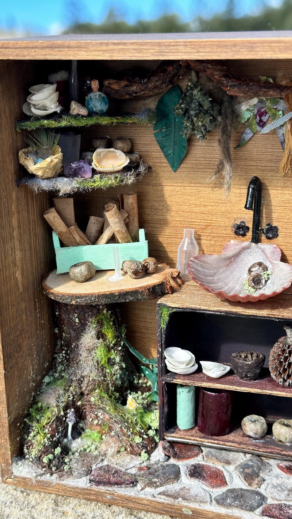 Fairy House Kitchen With Green Fairy Door | Custom Handmade Booknook ...