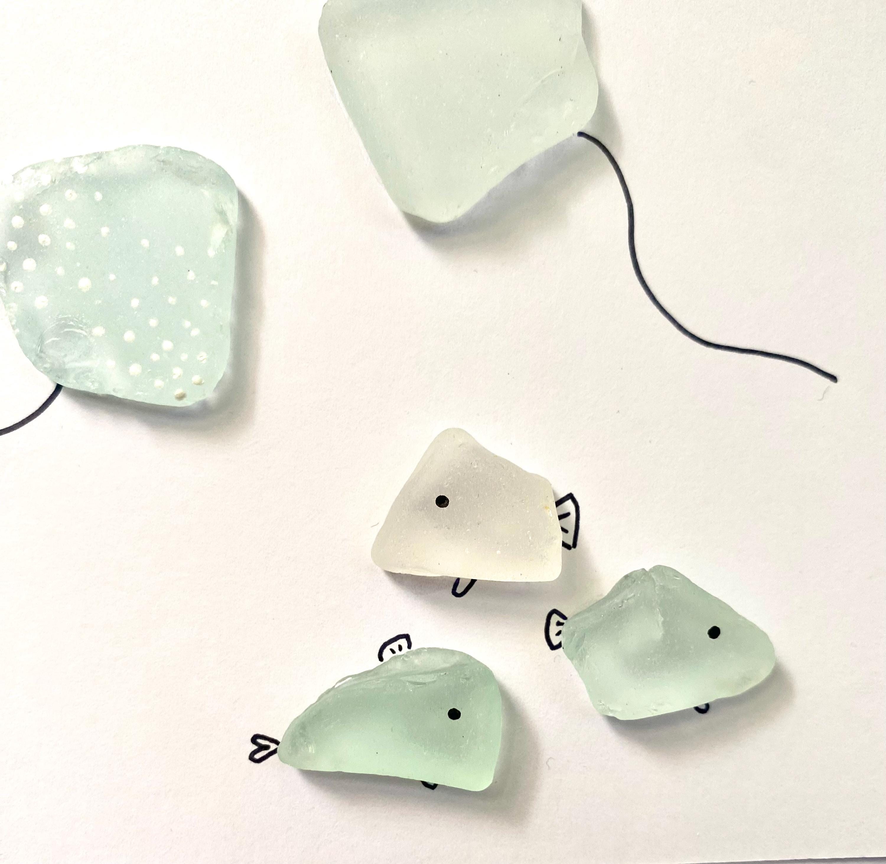 Sea Glass Sea Animals Wall Art | Underwater Ocean Fish, Crab, Jellyfish ...