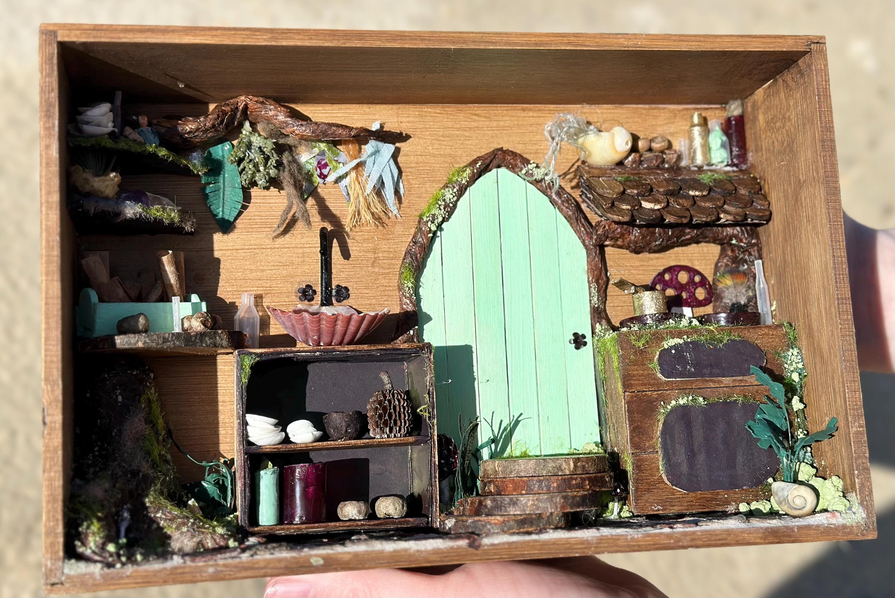 Fairy House Kitchen With Green Fairy Door | Custom Handmade Booknook ...