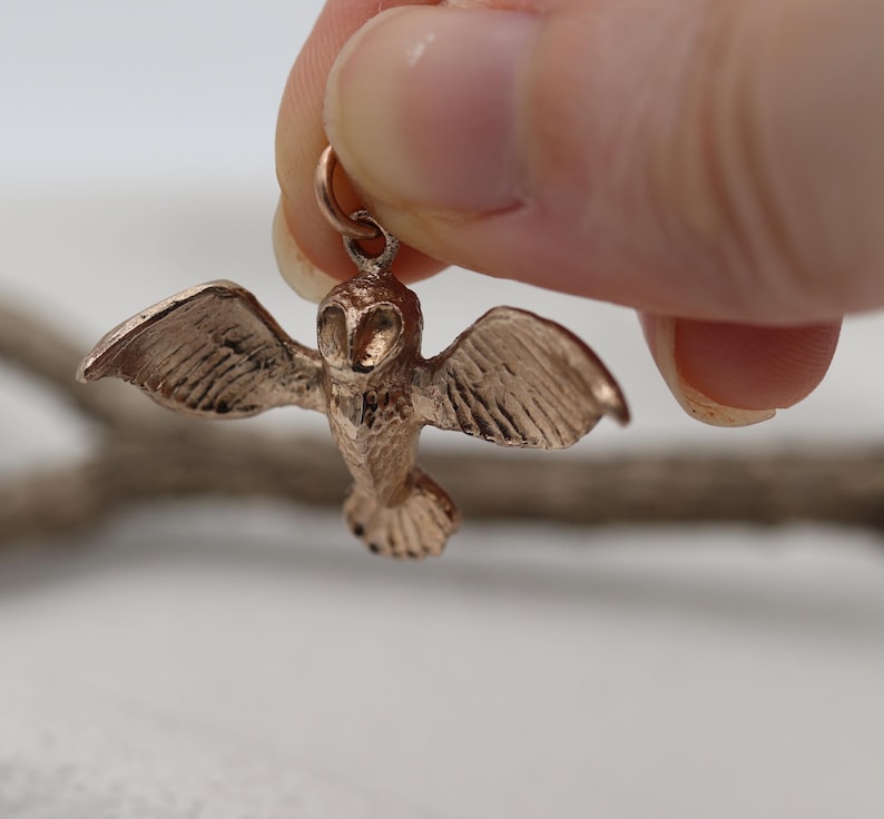 Barn Owl Pendant, Golden Flying Bird Necklace Totem for Nature Lovers ...