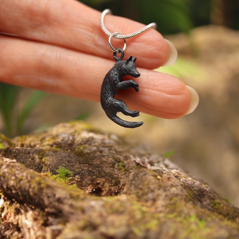 Dark Wolf Pendant Cast in Sterling Silver / Wolf Jewelry / Totem Wolf ...