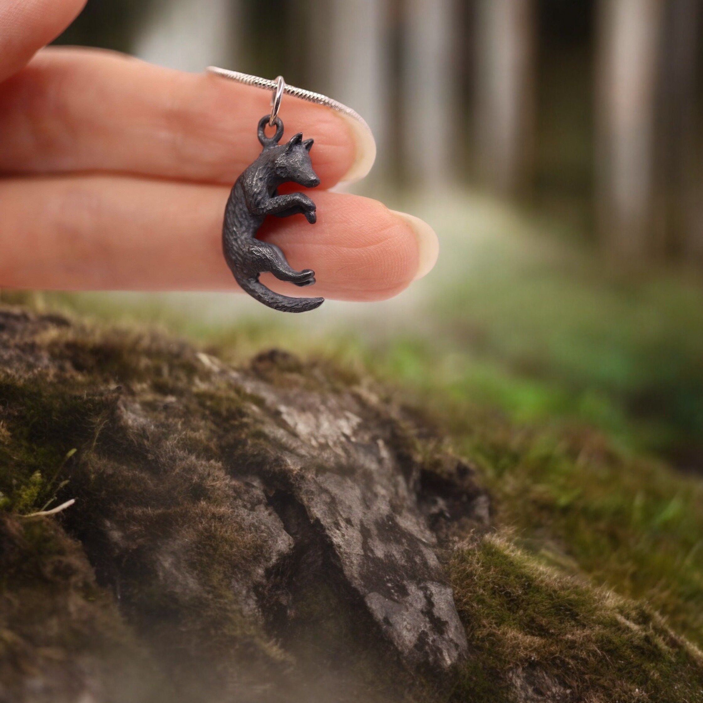 Dark Wolf Pendant Cast in Sterling Silver / Wolf Jewelry / Totem Wolf ...
