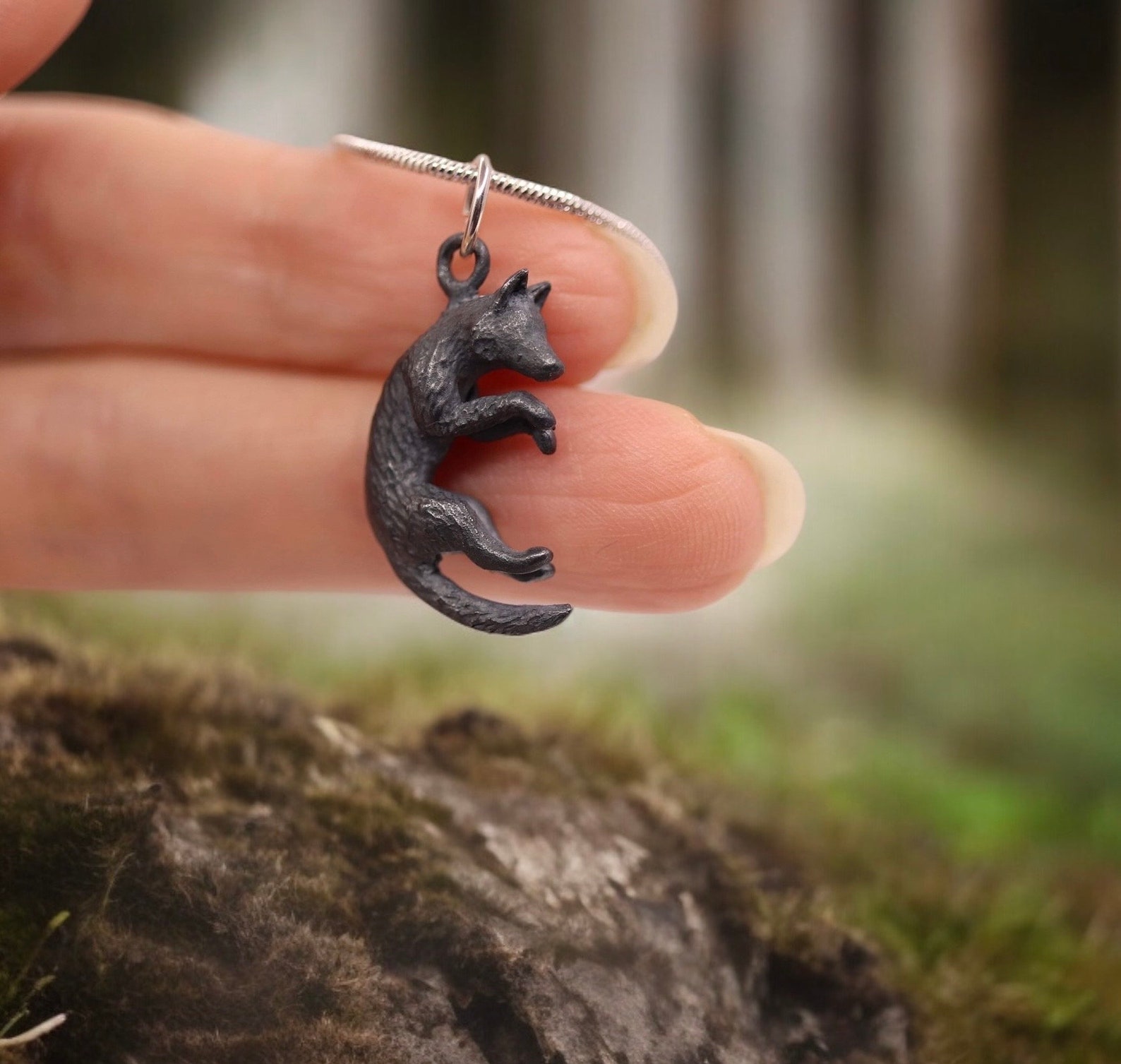 Dark Wolf Pendant Cast in Sterling Silver / Wolf Jewelry / Totem Wolf ...