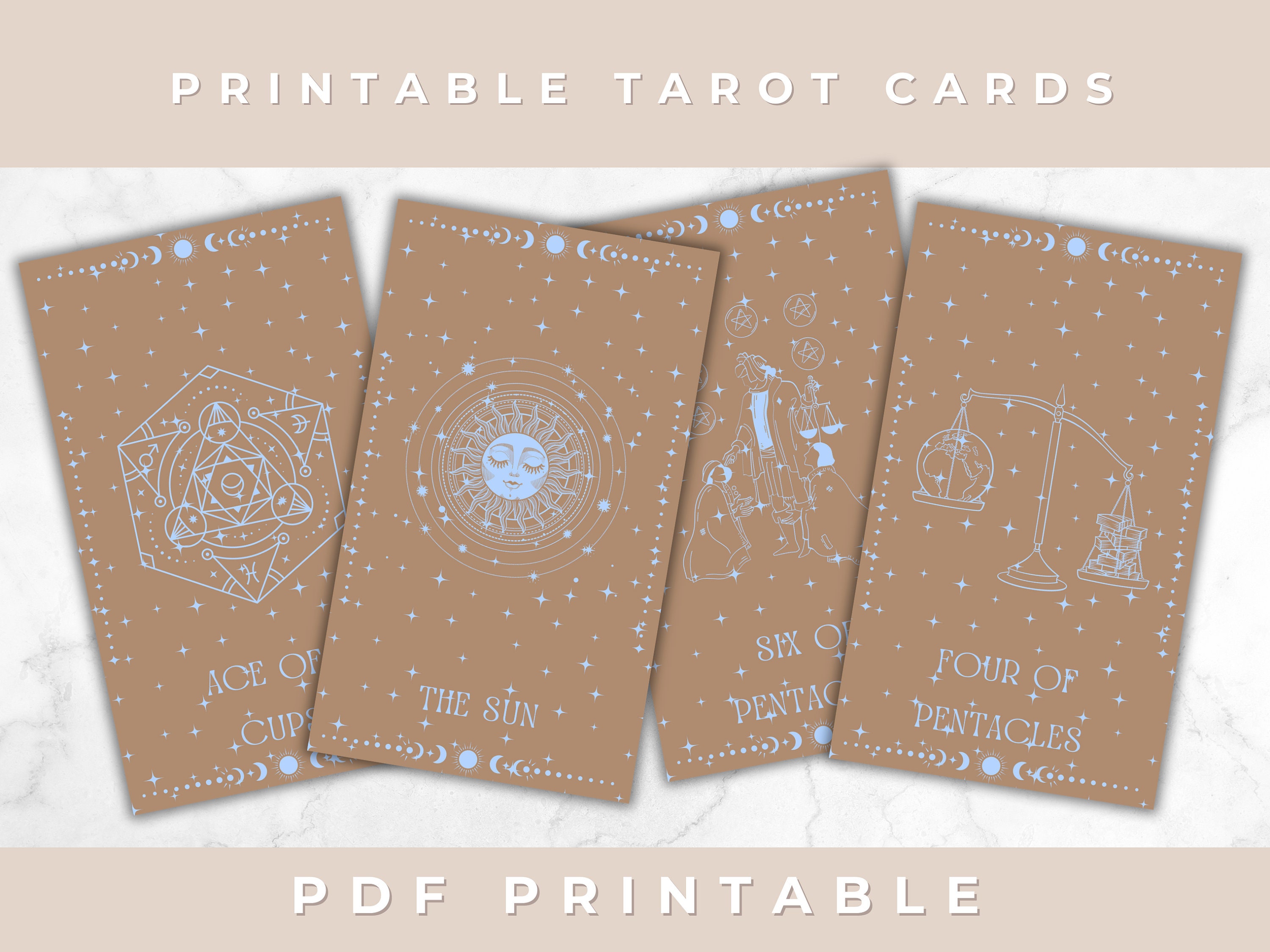 Printable Tarot Deck: Complete Major Arcana and Minor Arcana Set ...