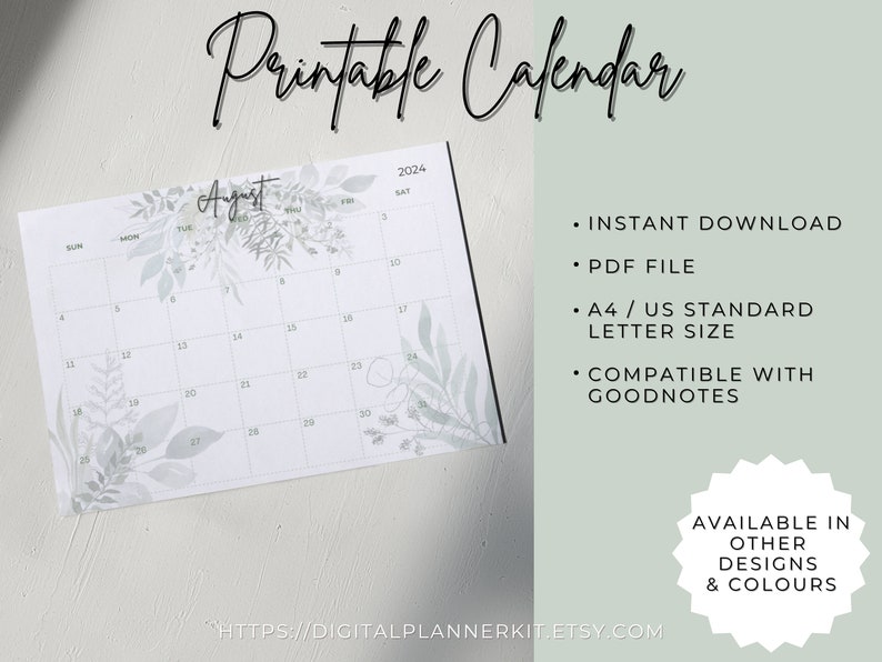 Printable 2024 Botanical Calendar, Succulent Calendar, Yearly and ...