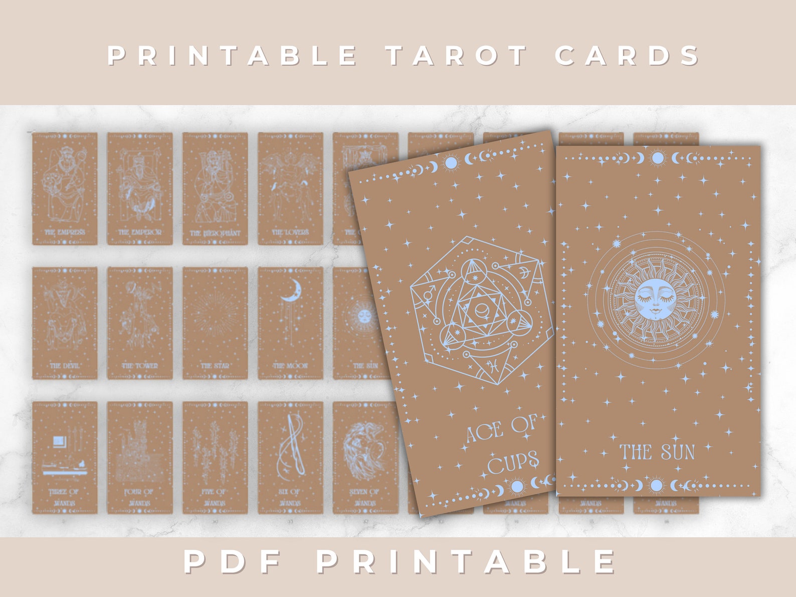 Printable Tarot Deck: Complete Major Arcana and Minor Arcana Set ...