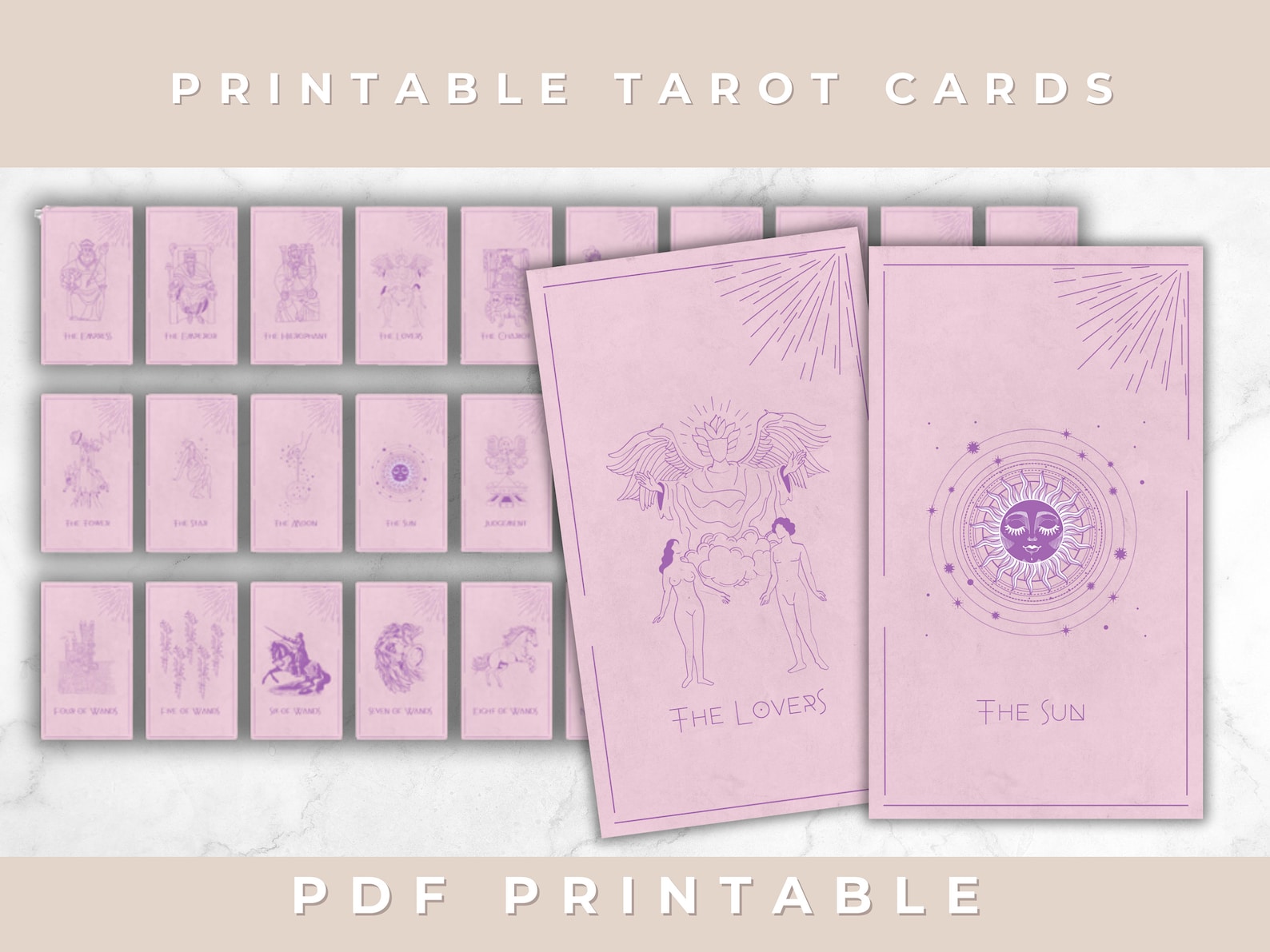 Printable Tarot Deck: Complete Major Arcana and Minor Arcana Set ...
