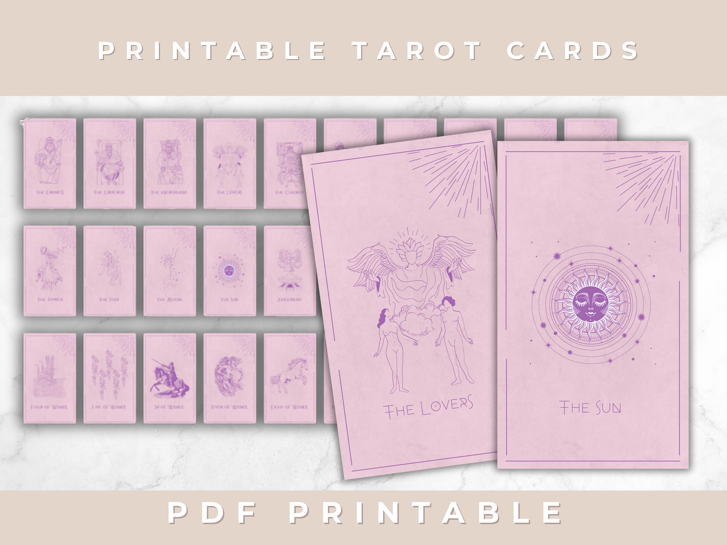 Printable Tarot Deck: Complete Major Arcana and Minor Arcana Set ...