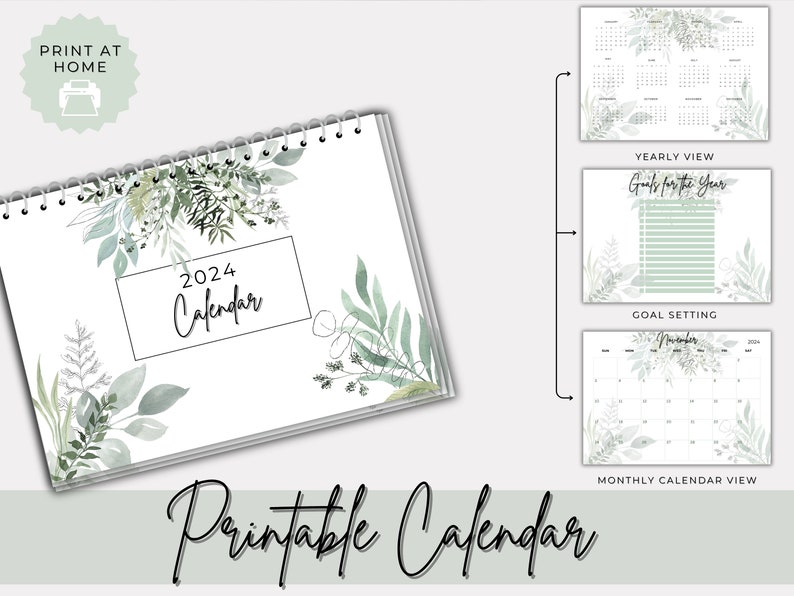 Printable 2024 Botanical Calendar, Succulent Calendar, Yearly and ...