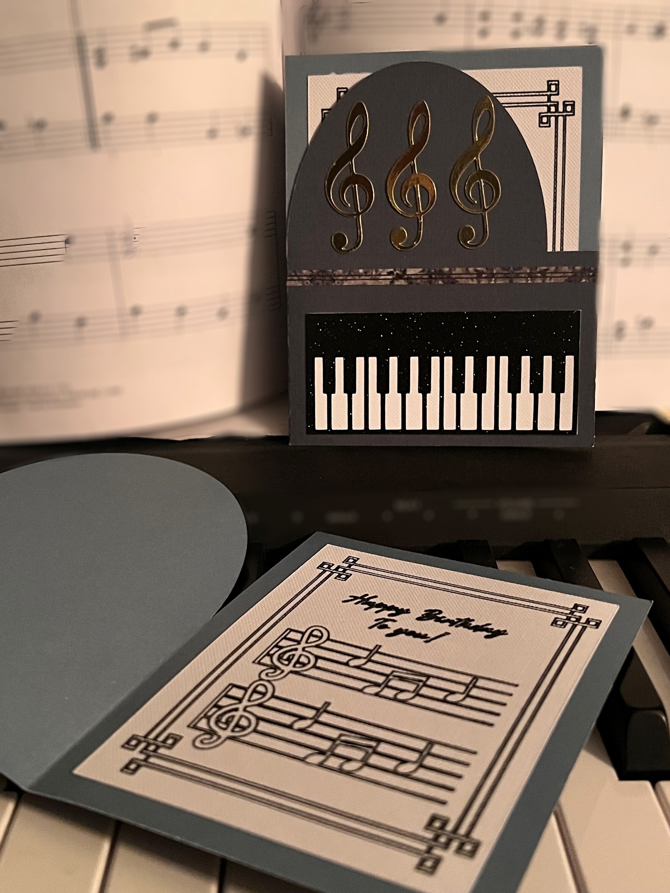 2-pack Birthday Card Piano Music Design happy Birthday Musical Card - Etsy