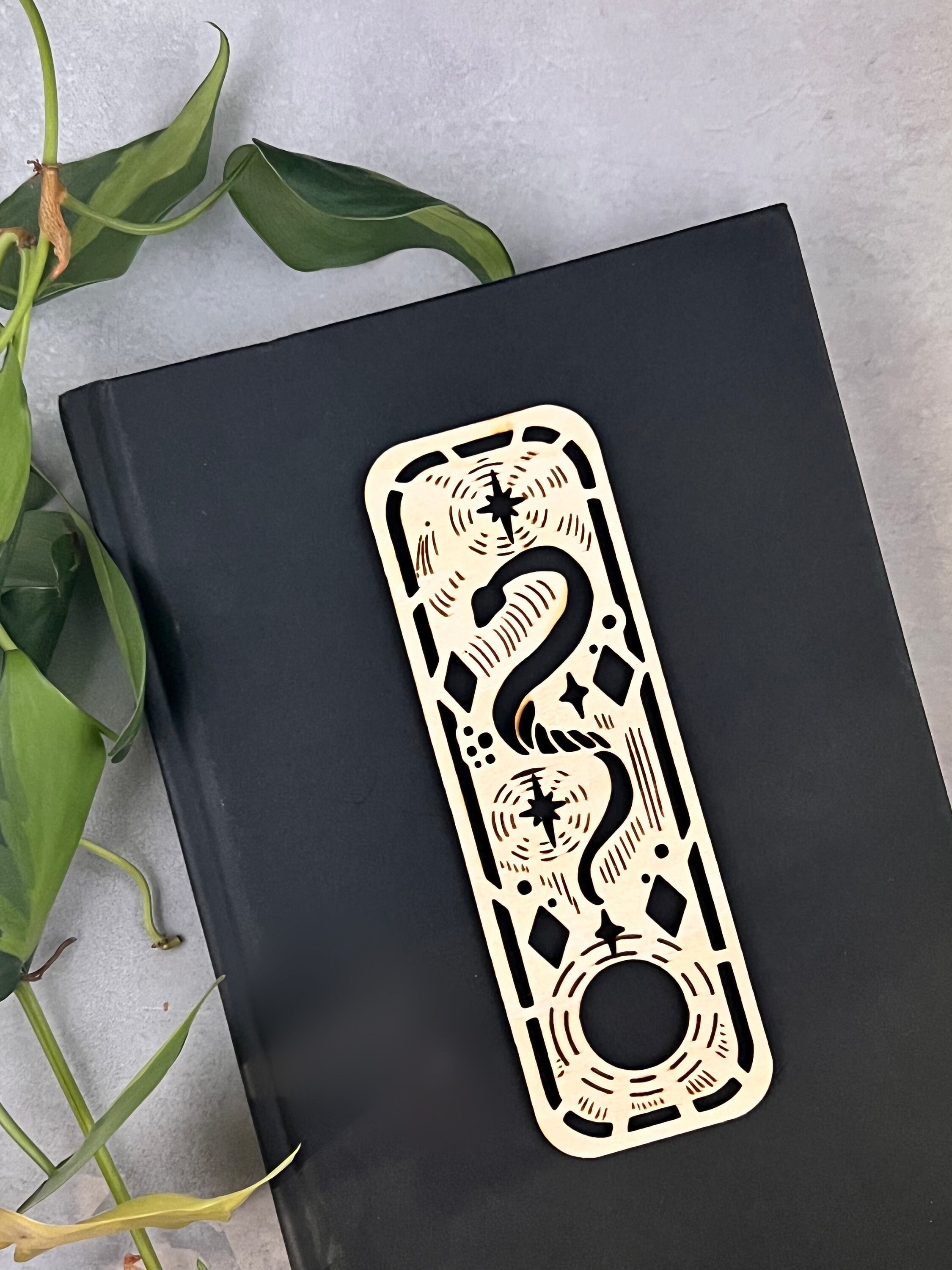 Wood Snake Engraved Bookmark, Unique Mystical Snake Doodle Design 1 ...