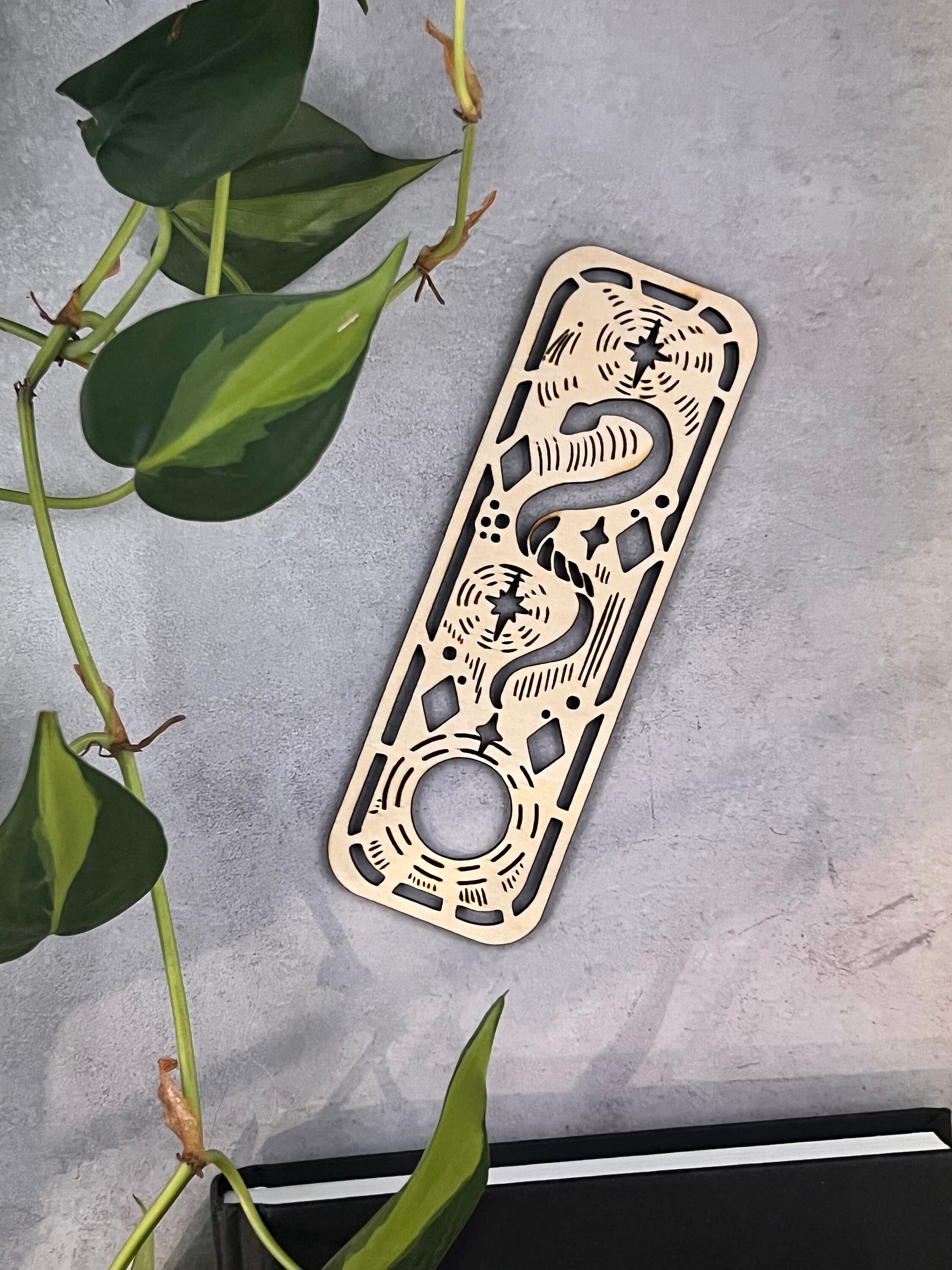 Wood Snake Engraved Bookmark, Unique Mystical Snake Doodle Design 1 ...