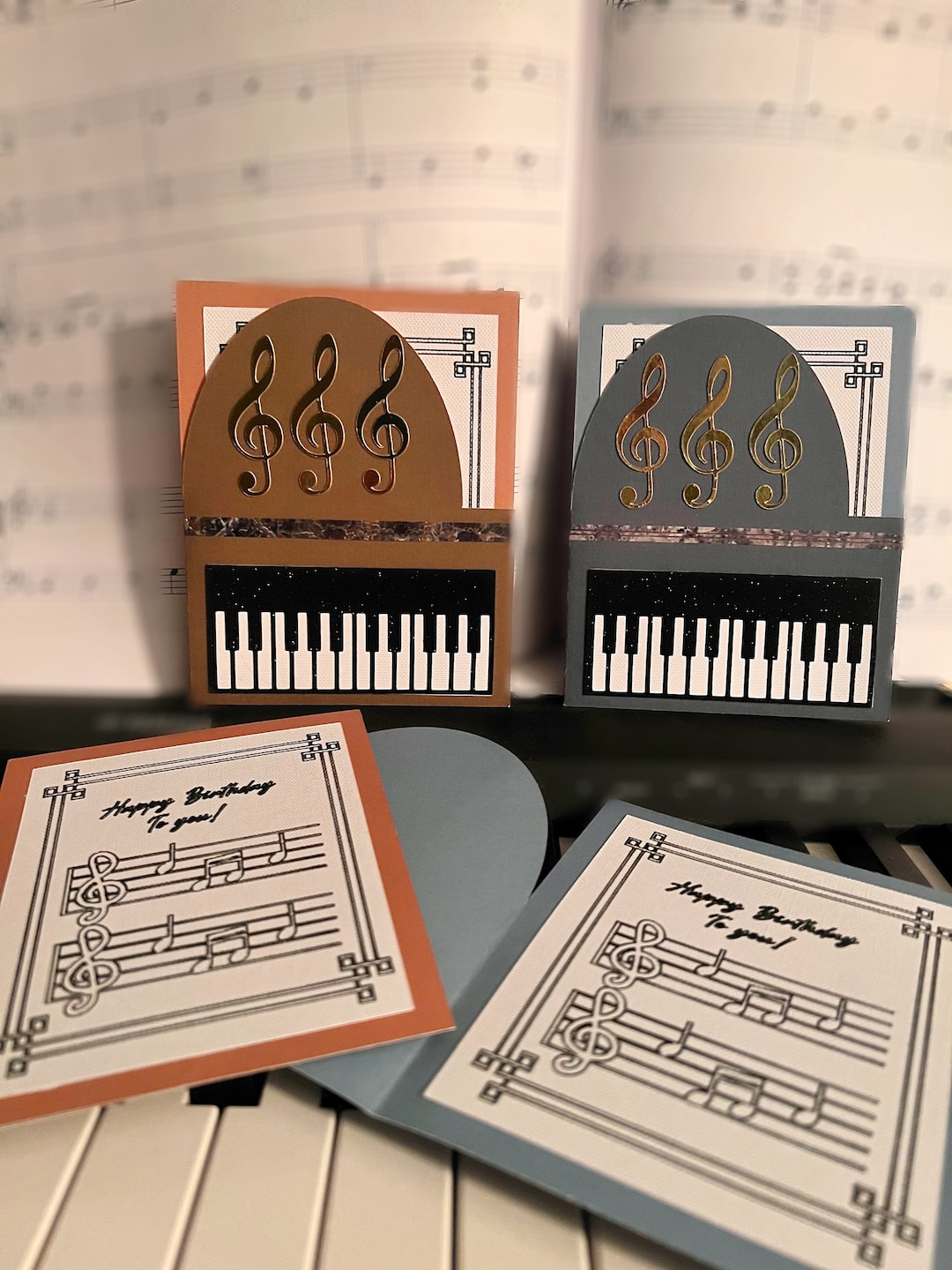 2-pack Birthday Card Piano Music Design happy Birthday Musical Card - Etsy