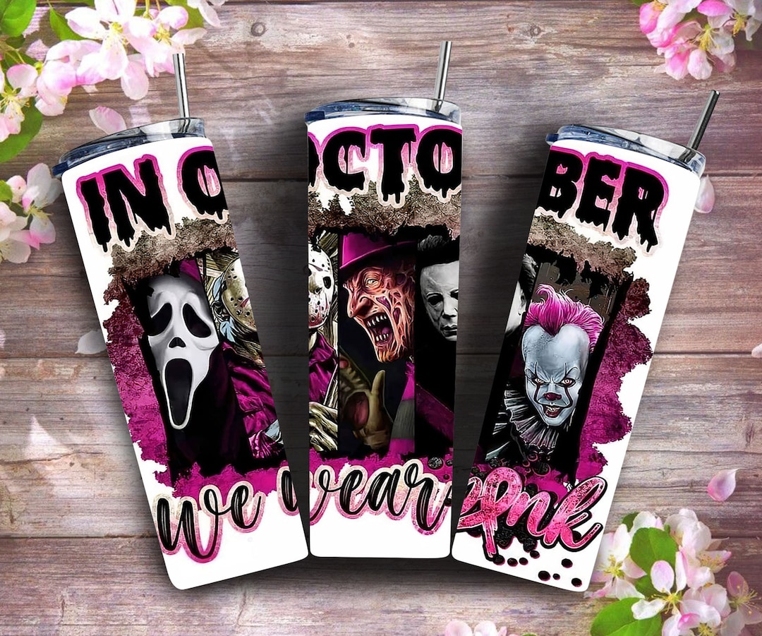 Horror Movie Characters Icons Art Film Halloween Png, Tumbler Wrap ...