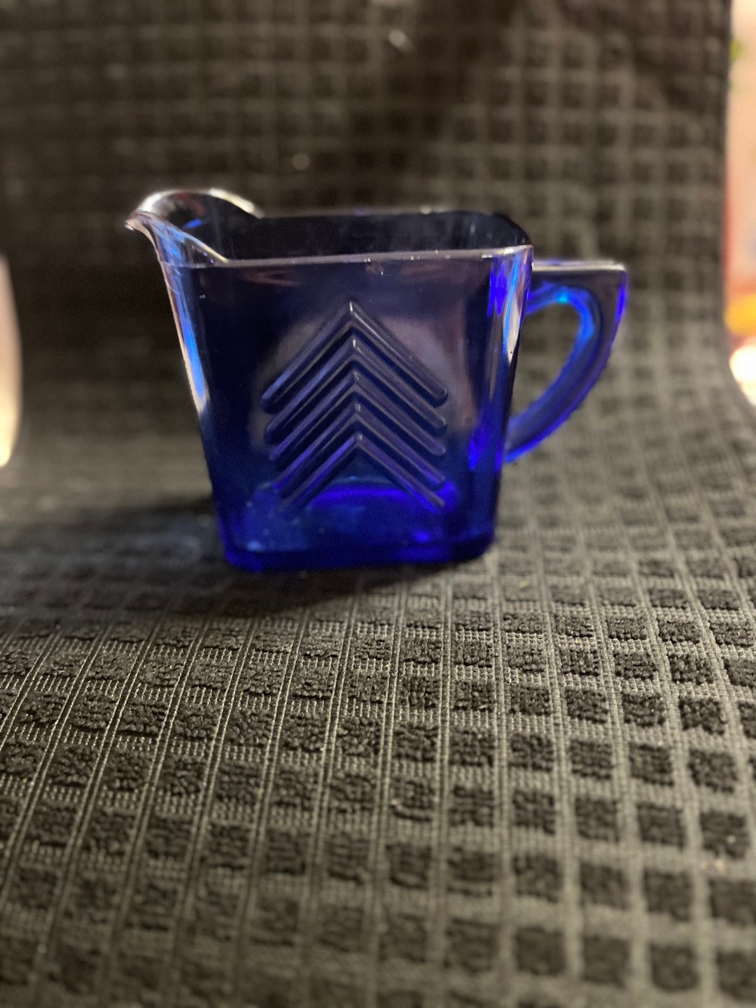Blue Cobalt Depression Glass Small Pitcher - Etsy
