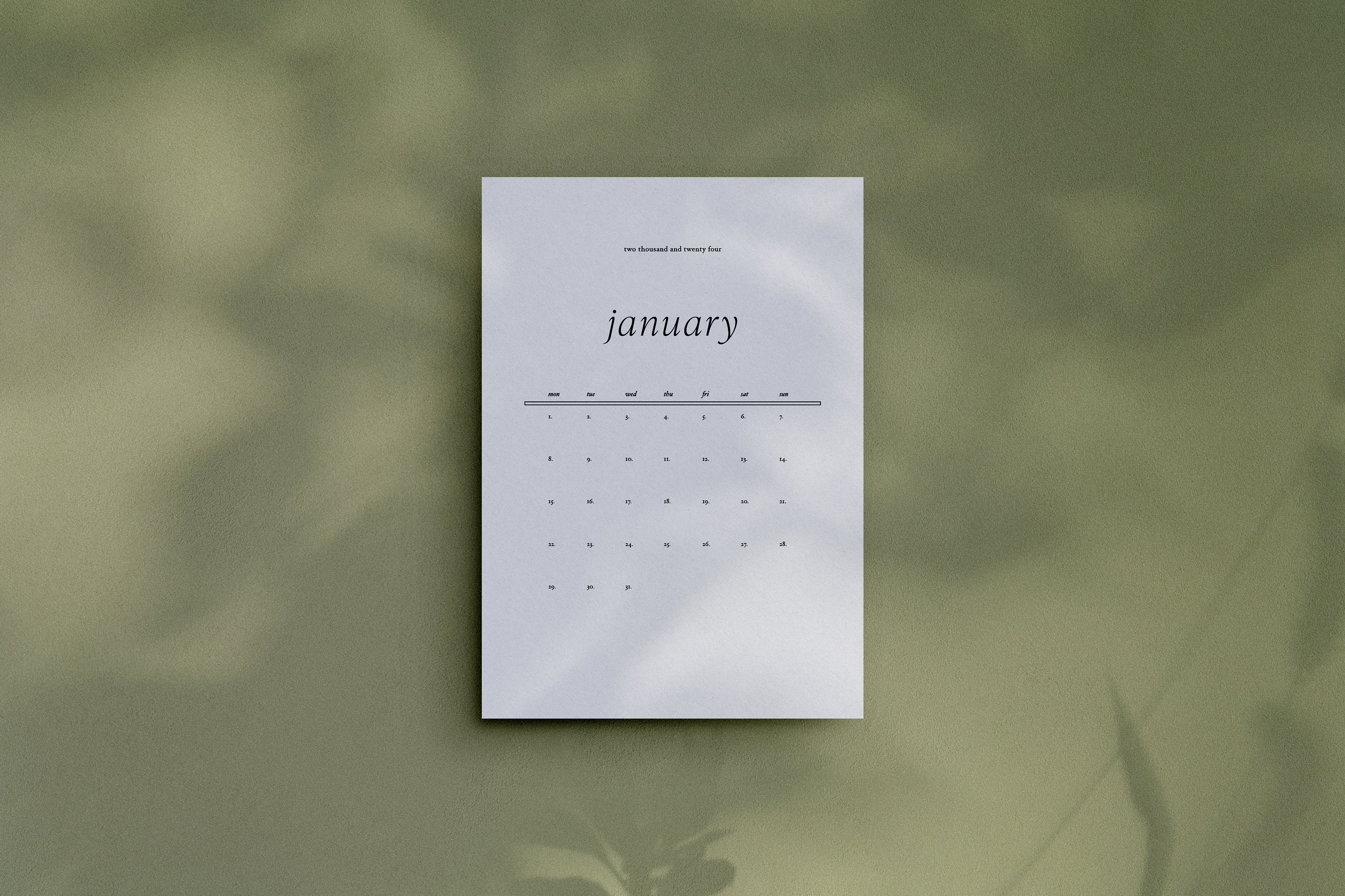 CLOVER 2024 CALENDAR Monday Start Portrait A4/A3. Aesthetic - Etsy