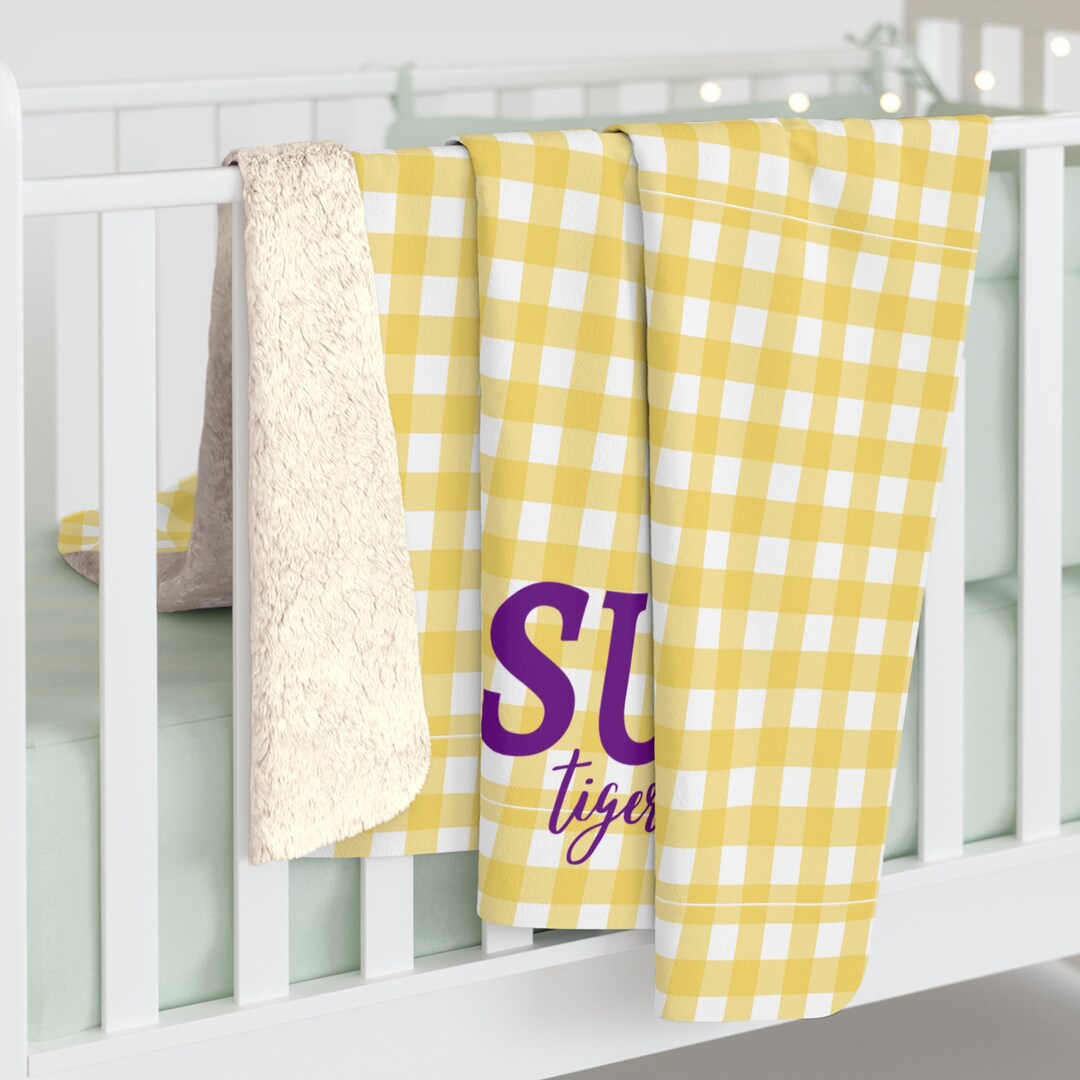 LSU TIGERS Yellow and White Plaid Sherpa Fleece Blanket - Etsy