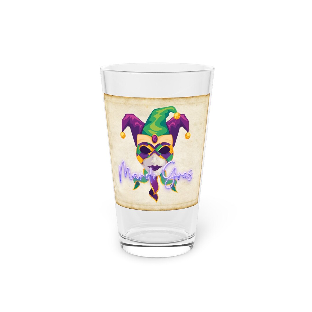 Mardi Gras Mask Pint Glass, 16oz - Etsy