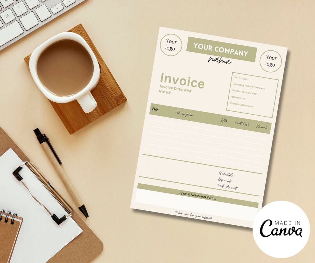 Invoice Template Editable Template Edit in Canva - Etsy Australia