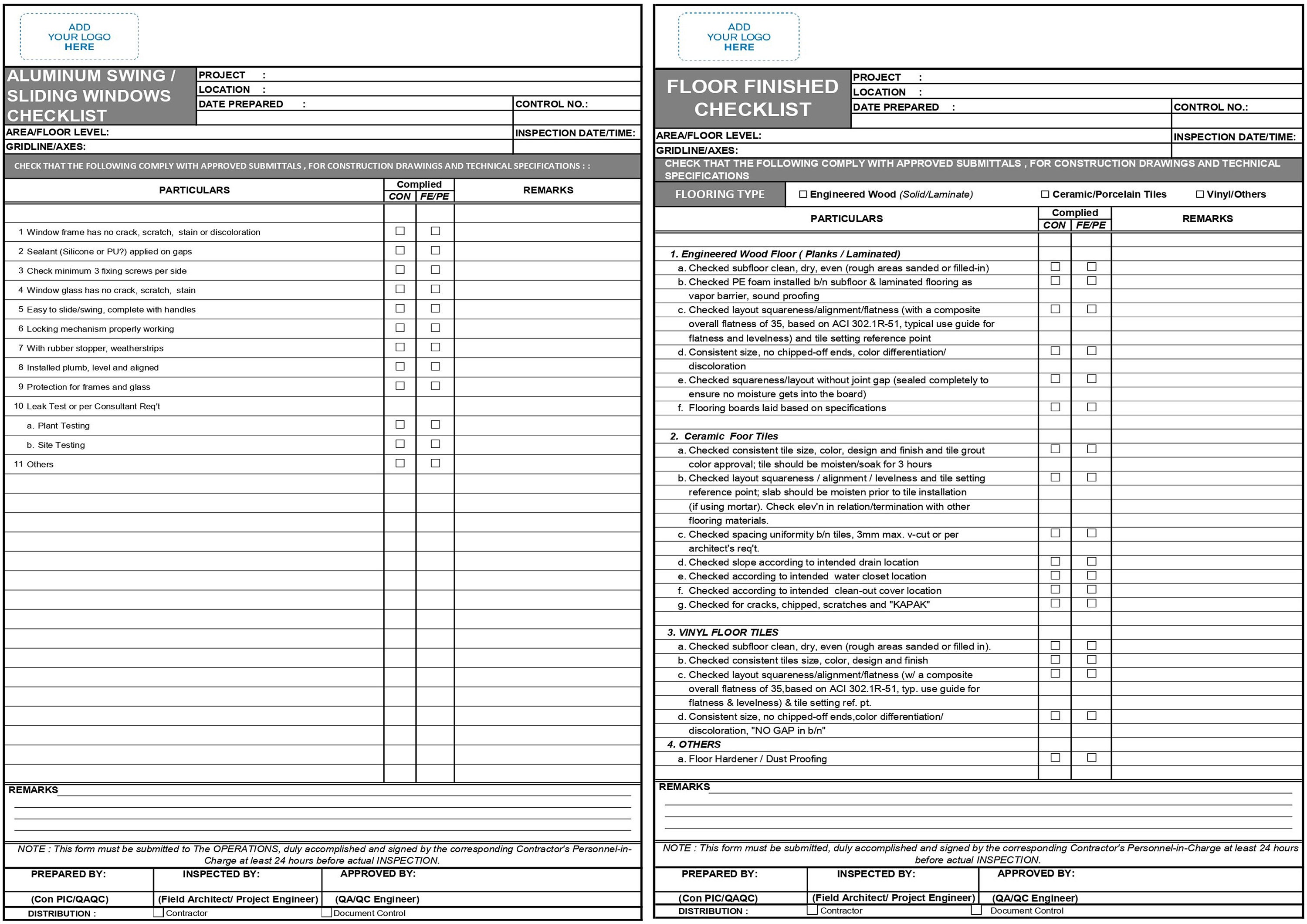 Detailed Construction Management Template | Quality Assurance and ...