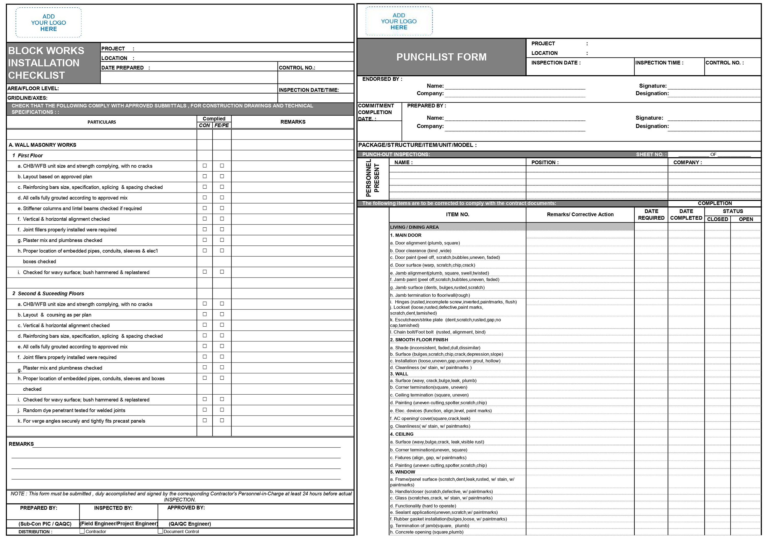 Detailed Construction Management Template | Quality Assurance and ...