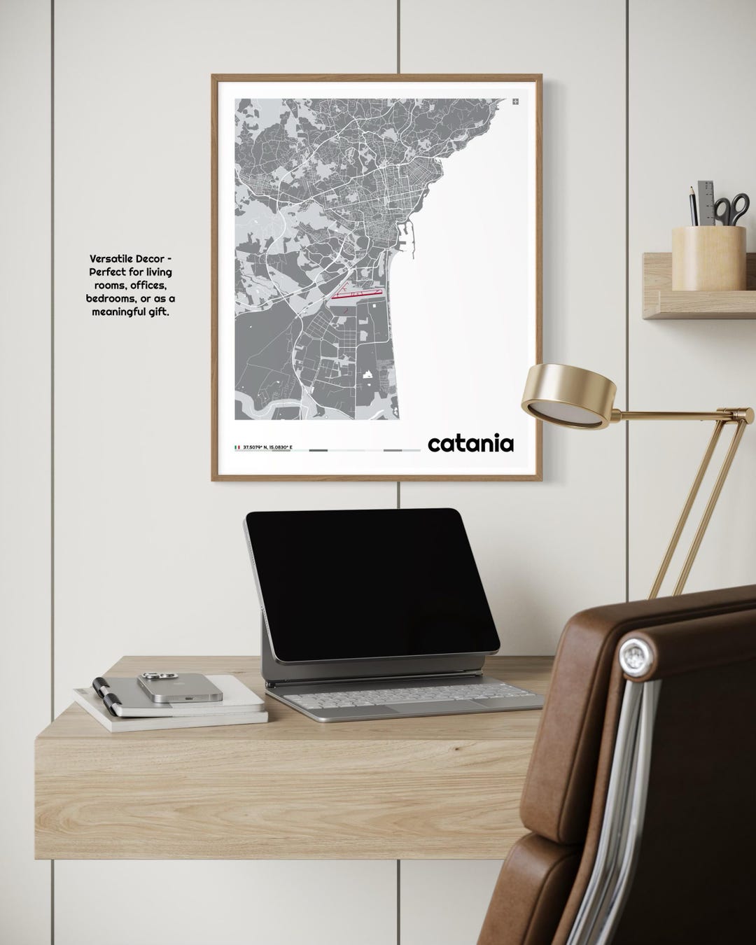 Catania City Map Print: Modern Minimalist Wall Art (40x50cm ...