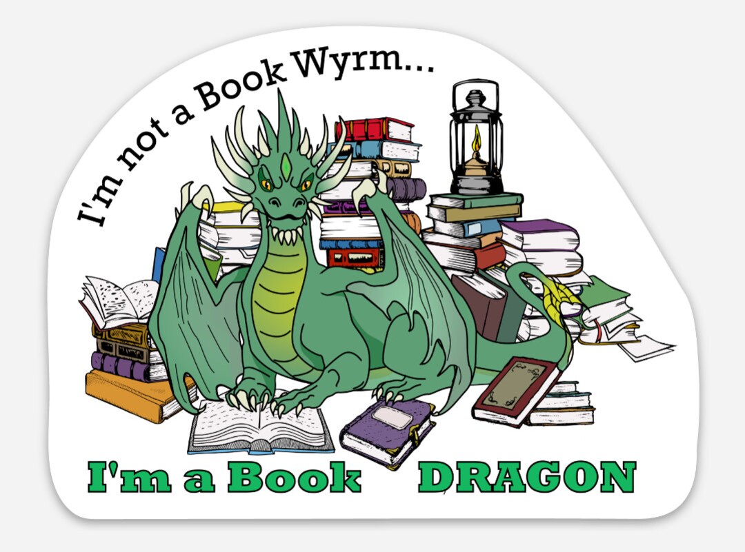 Book Dragon Sticker - Etsy