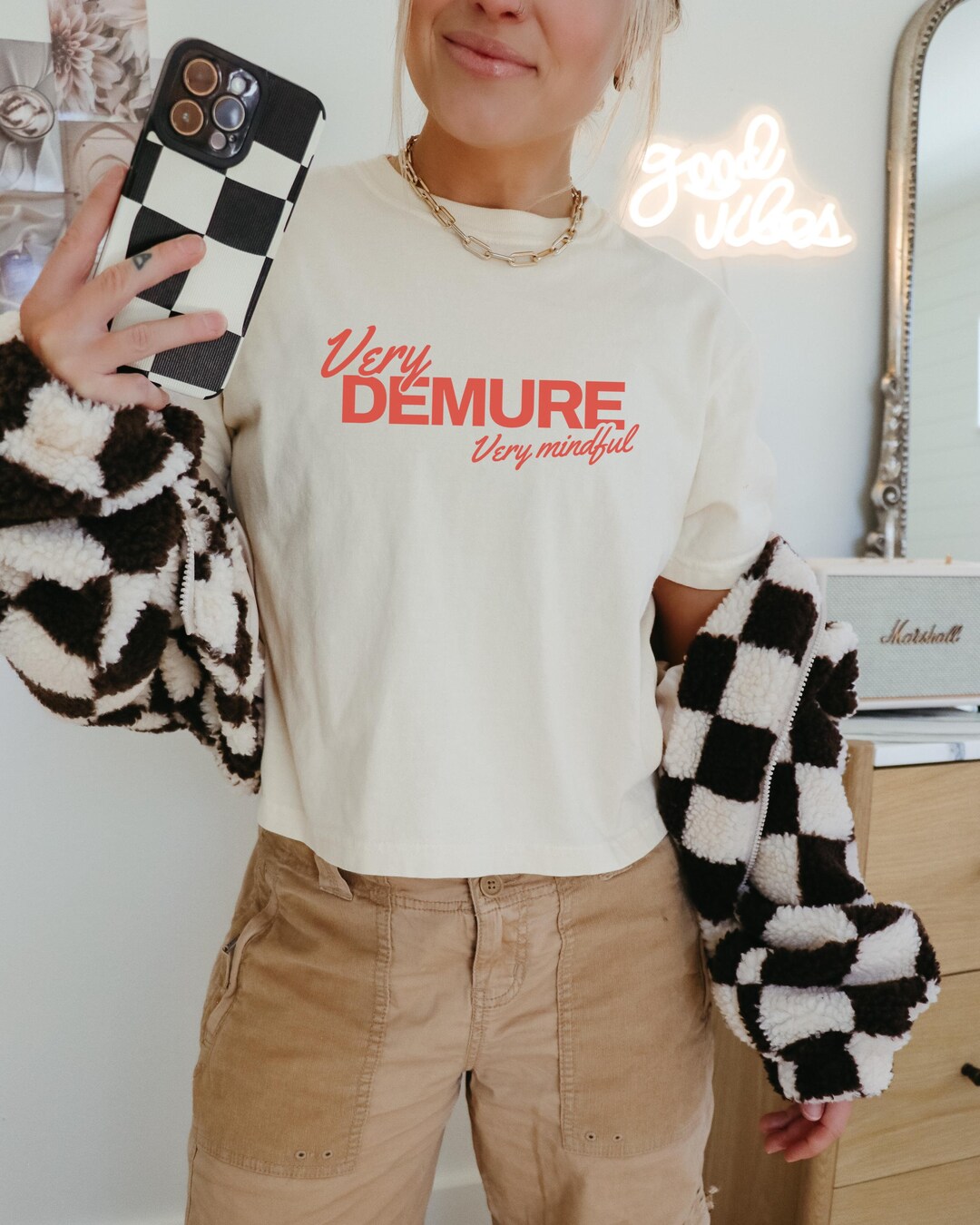 Very Demure Very Mindful Cropped Shirt Viral Tiktok Very Demure Tshirt ...