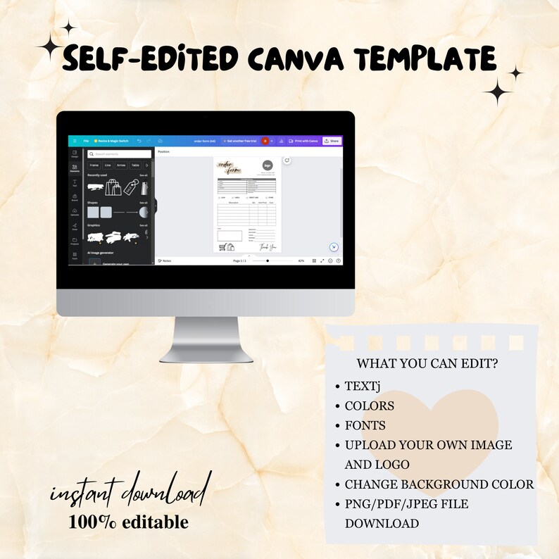 Editable Order Form Template, Small Business Forms, Purchase Order Form ...