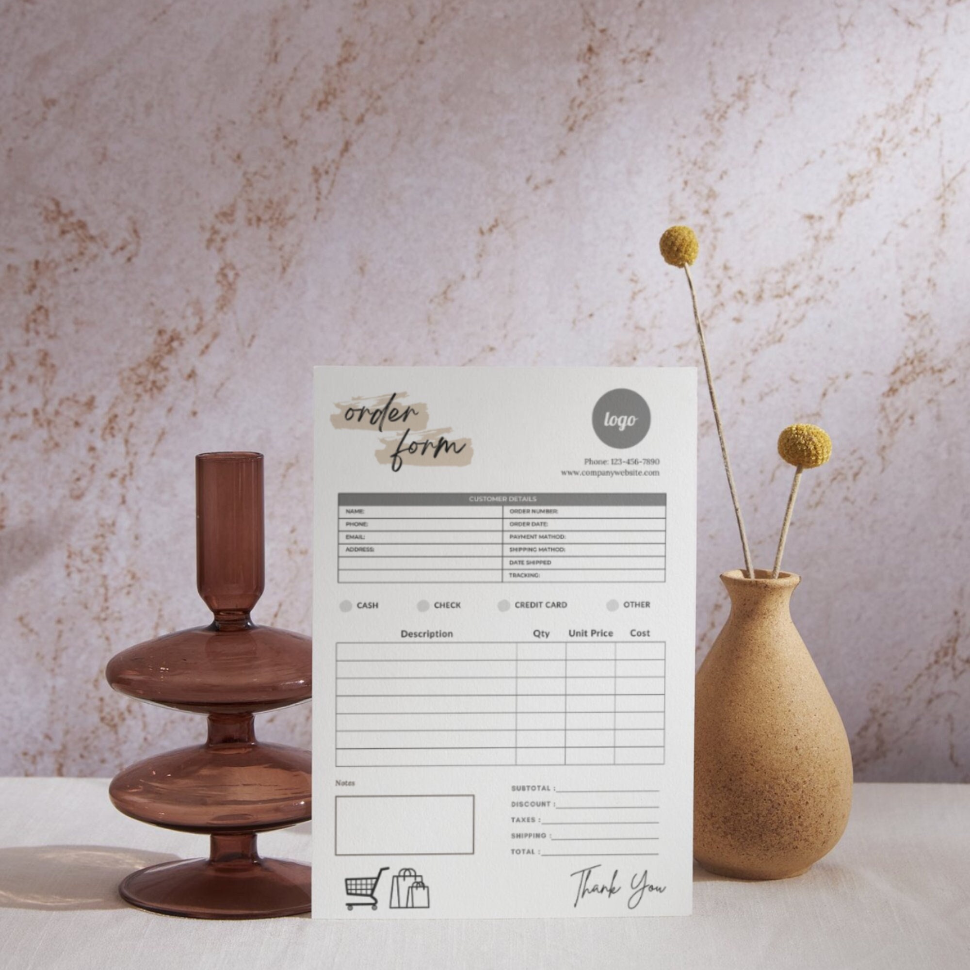 Editable Order Form Template, Small Business Forms, Purchase Order Form ...