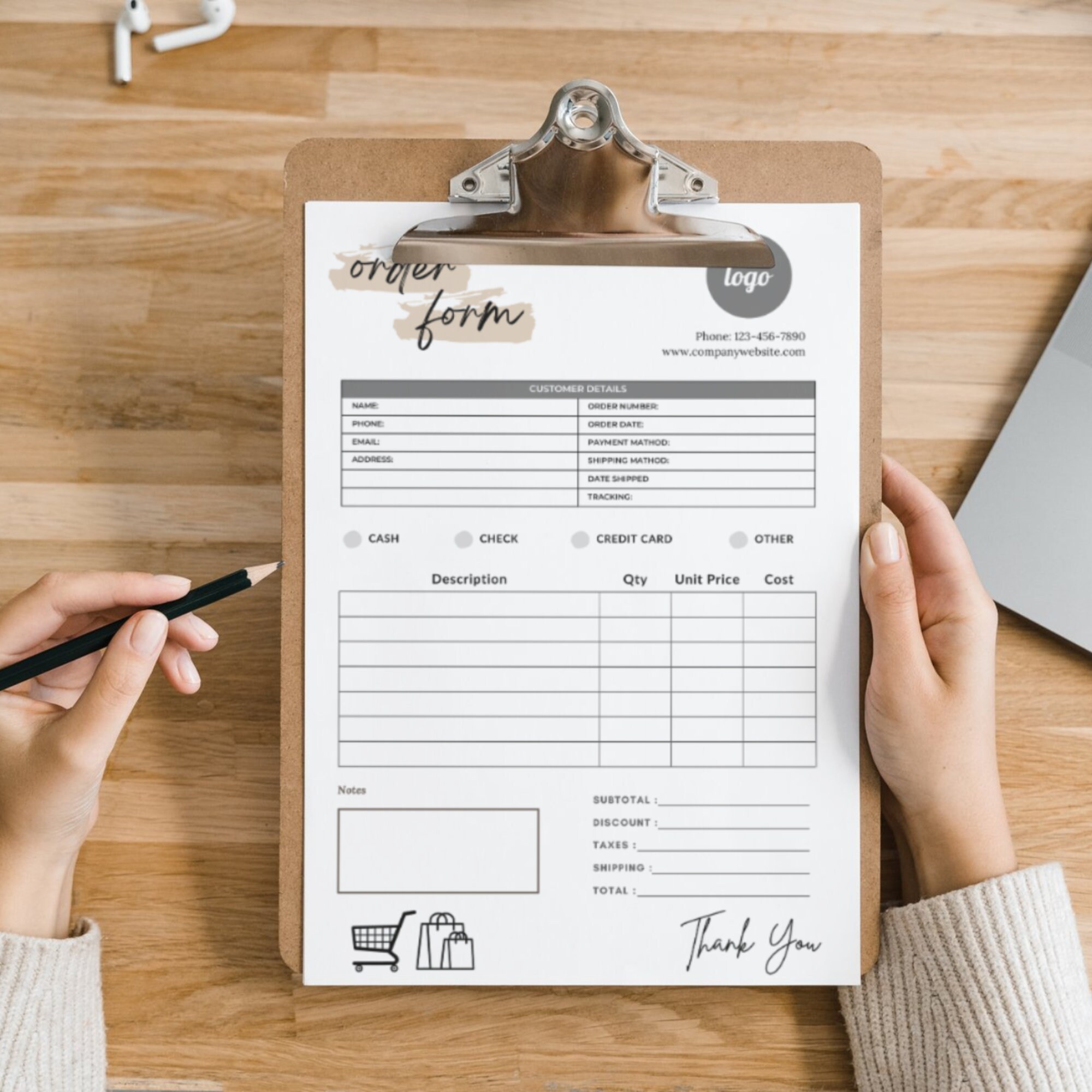 Editable Order Form Template, Small Business Forms, Purchase Order Form ...