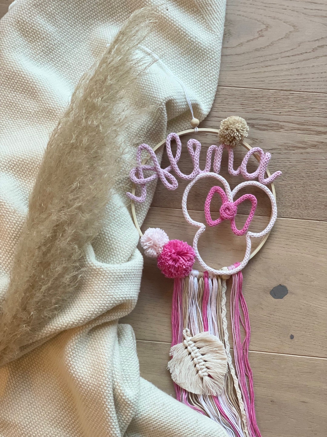 Minnie Mouse Door Sign, Personalized, Dream Catcher, Children's Room ...