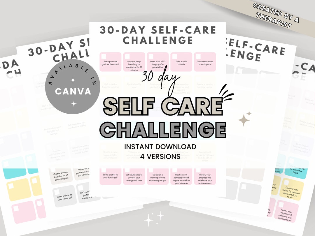 Self Care Challenge 30 Day Self Care Worksheet Daily Self Care Journal ...