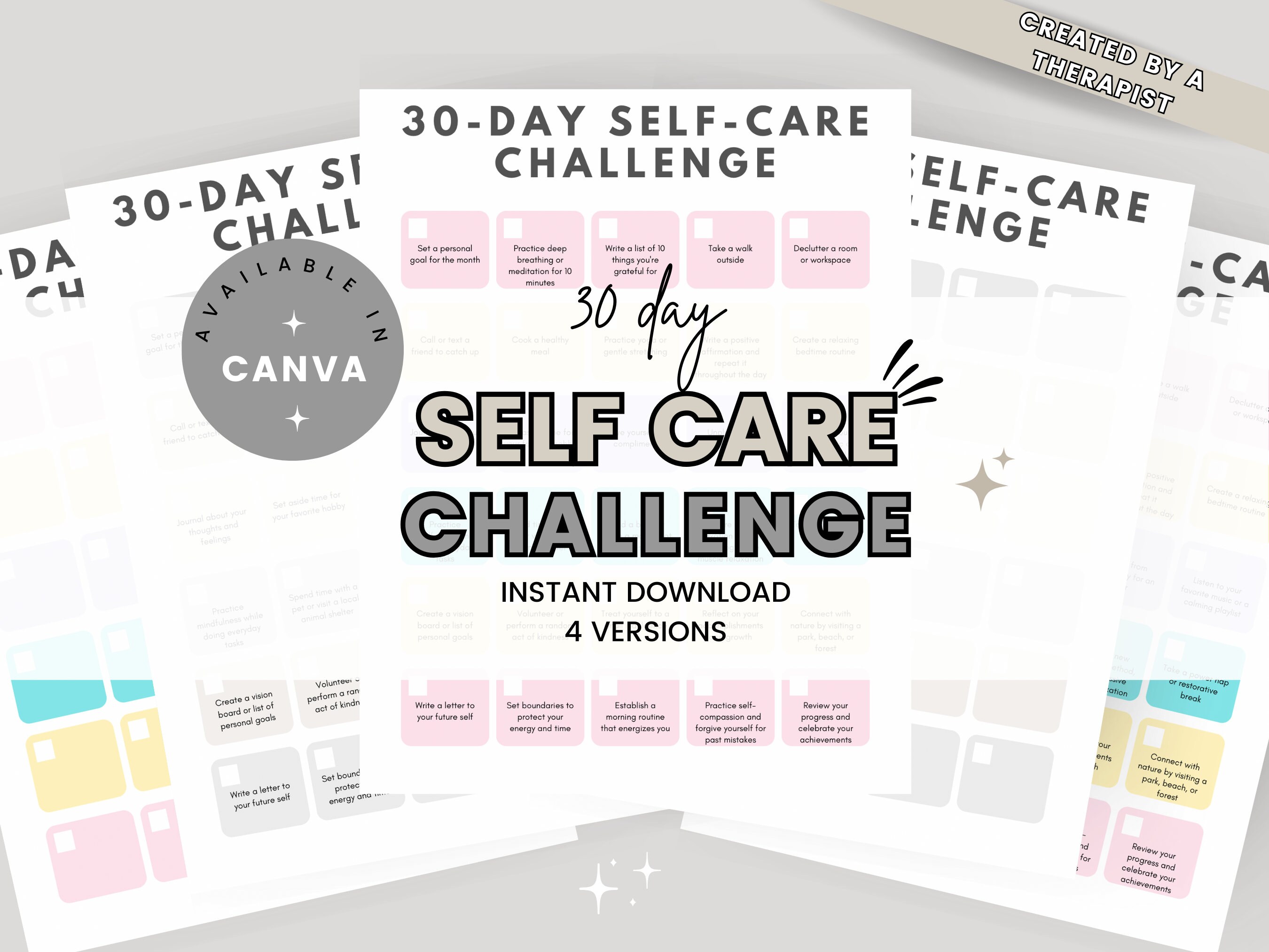 Self Care Challenge 30 Day Self Care Worksheet Daily Self Care Journal ...