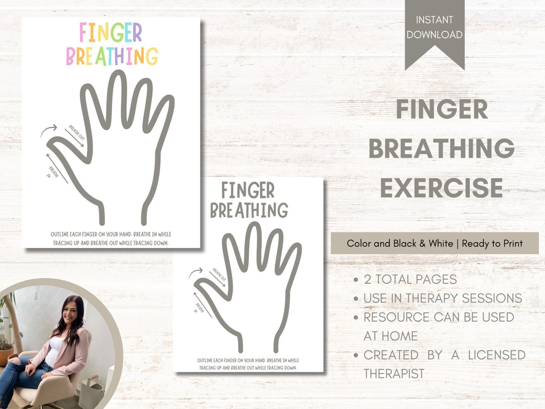 Kid Finger Breathing Exercise Coping Skills Worksheet Kid Breathing ...