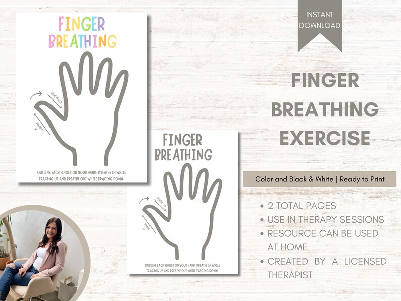 Kid Finger Breathing Exercise Coping Skills Worksheet Kid Breathing ...