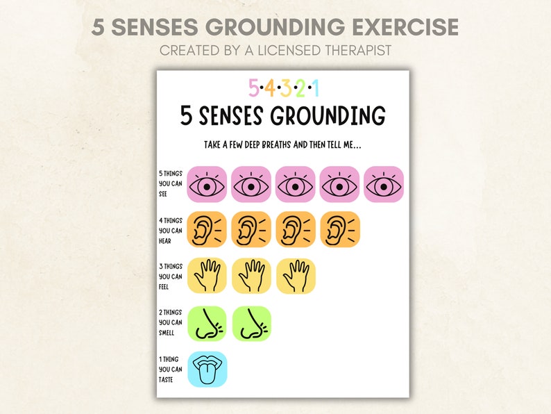 Grounding Exercise Worksheet Kid Emotion Regulation Kid Calming Corner ...