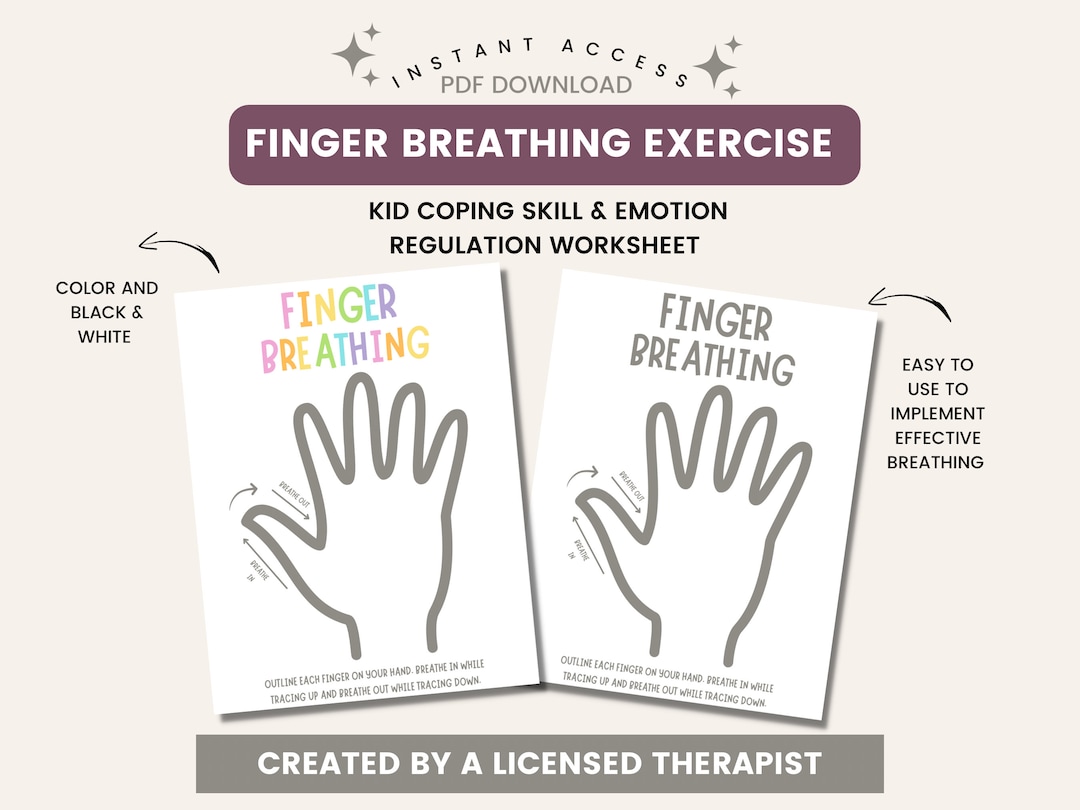 Kid Breathing Exercise Finger Breathing Coping Skills Worksheet Kid ...