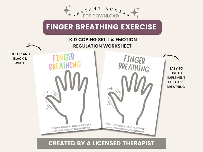 Kid Breathing Exercise Finger Breathing Coping Skills Worksheet Kid ...