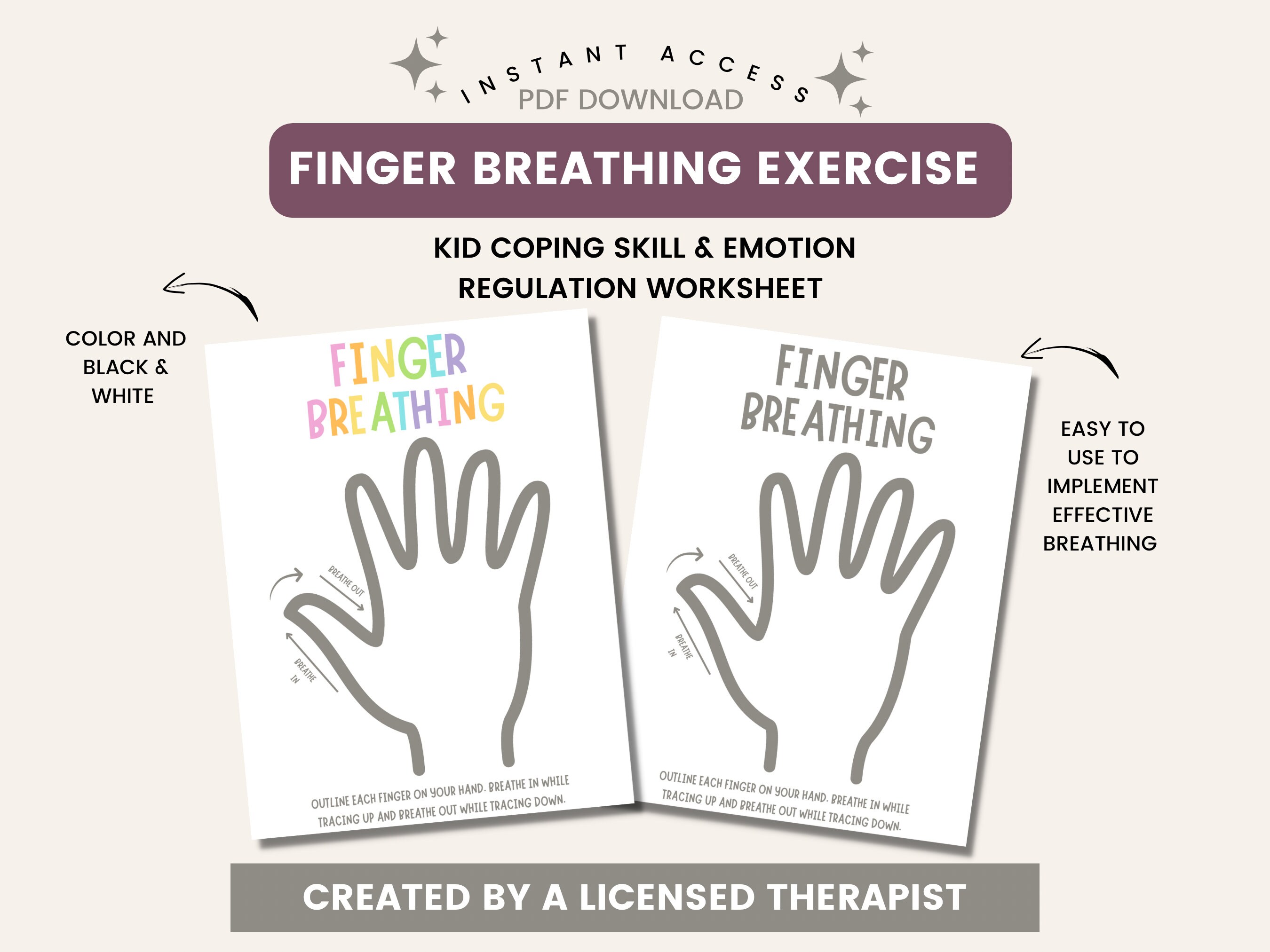 Kid Breathing Exercise Finger Breathing Coping Skills Worksheet Kid ...